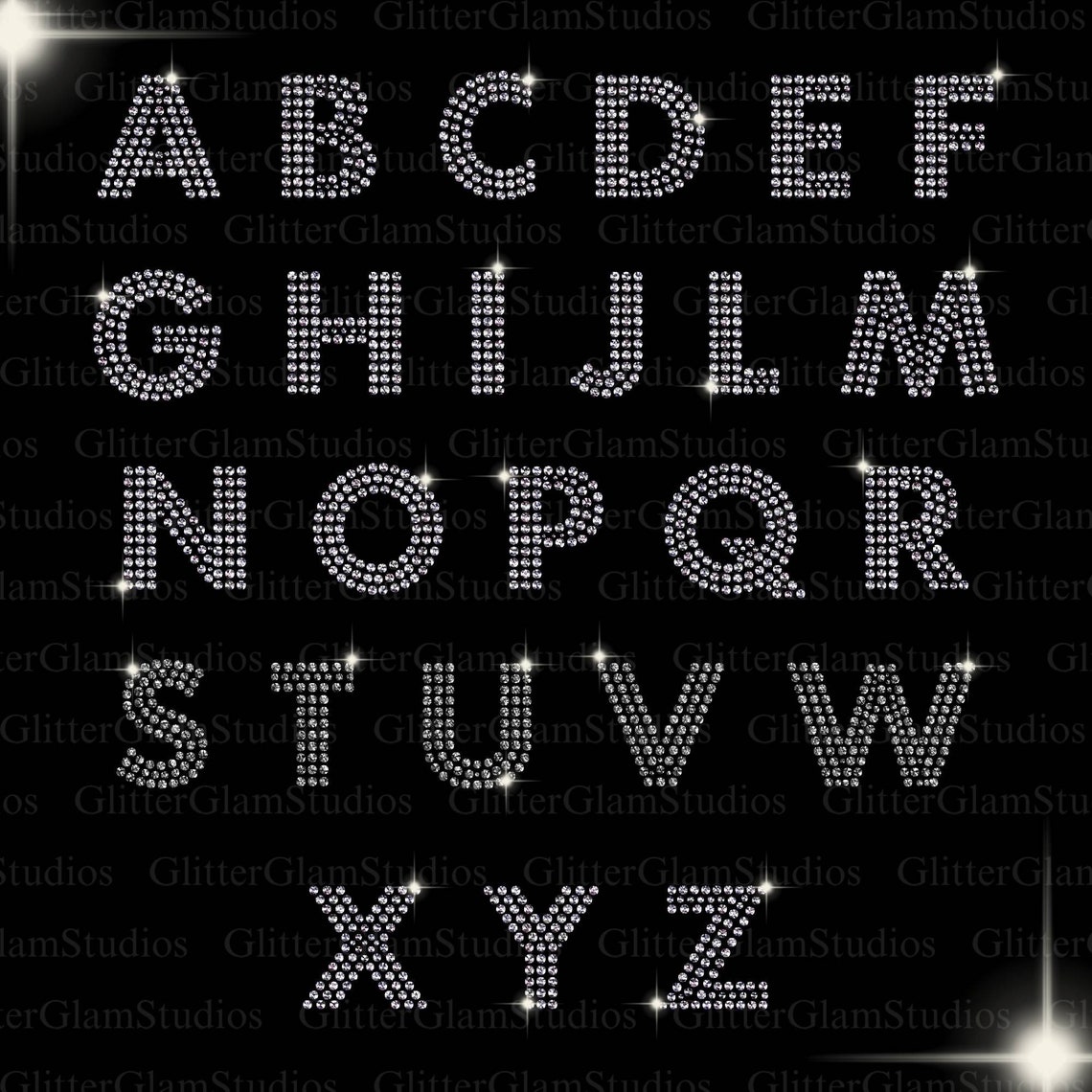 Diamond Letters, Rhinestone Letters, Diamond Alphabet Clipart, Diamond ...
