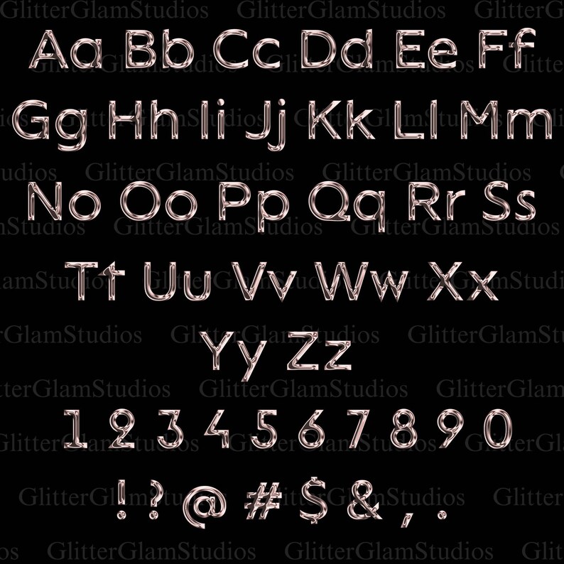 Rose Gold Gloss Letters and Numbers, Digital Clipart, Rose Gold Letters ...