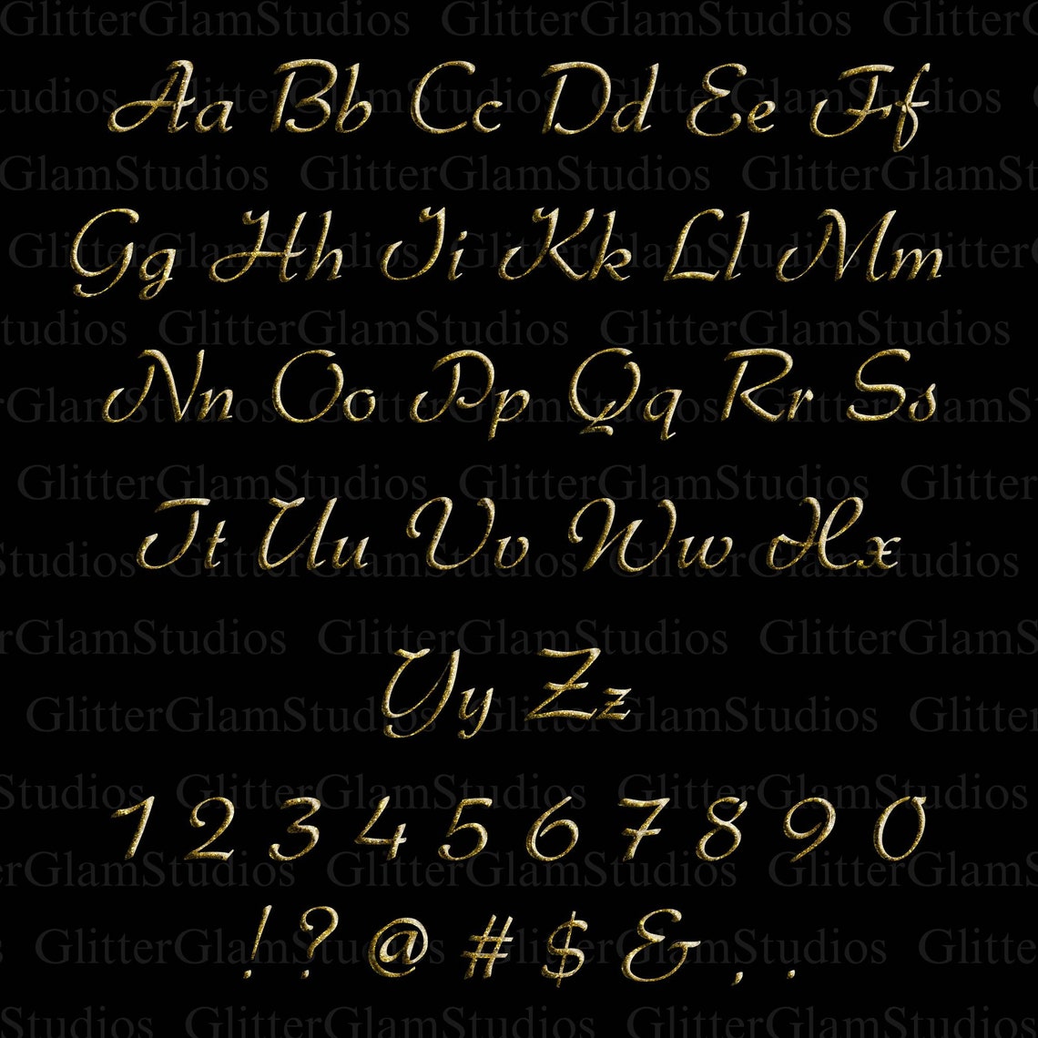 Gold Glitter Gloss Letters and Numbers, Digital Clipart, Gold Letters ...
