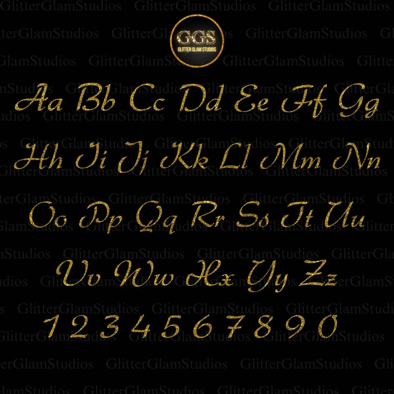 Gold Glitter Letters and Numbers, Digital Clipart, Gold Letters ...