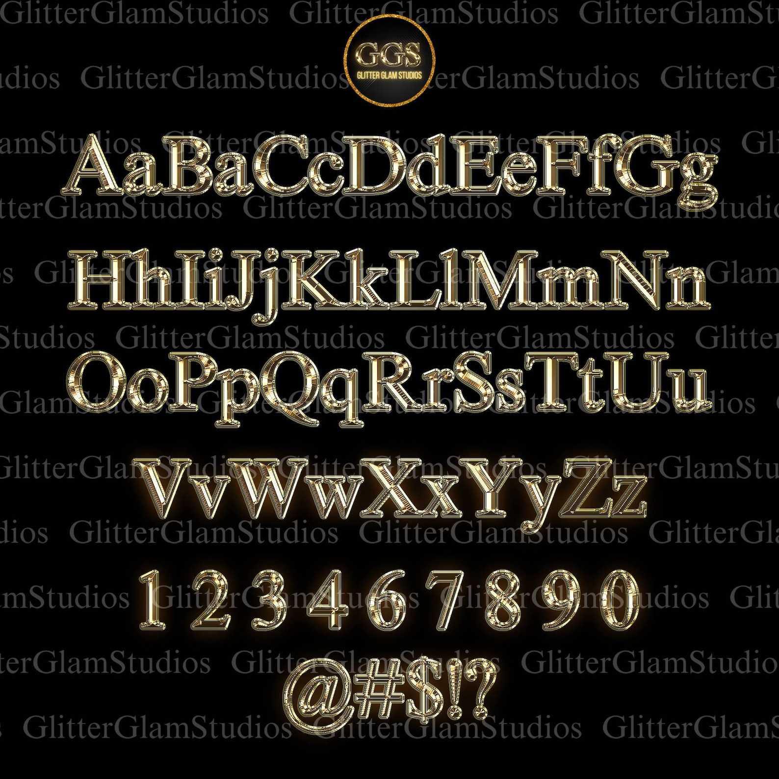 Metallic Gold Letters and Numbers, Digital Clipart, Gold Letters ...