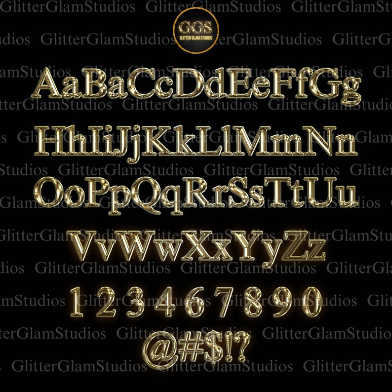 Metallic Gold Letters and Numbers, Digital Clipart, Gold Letters ...