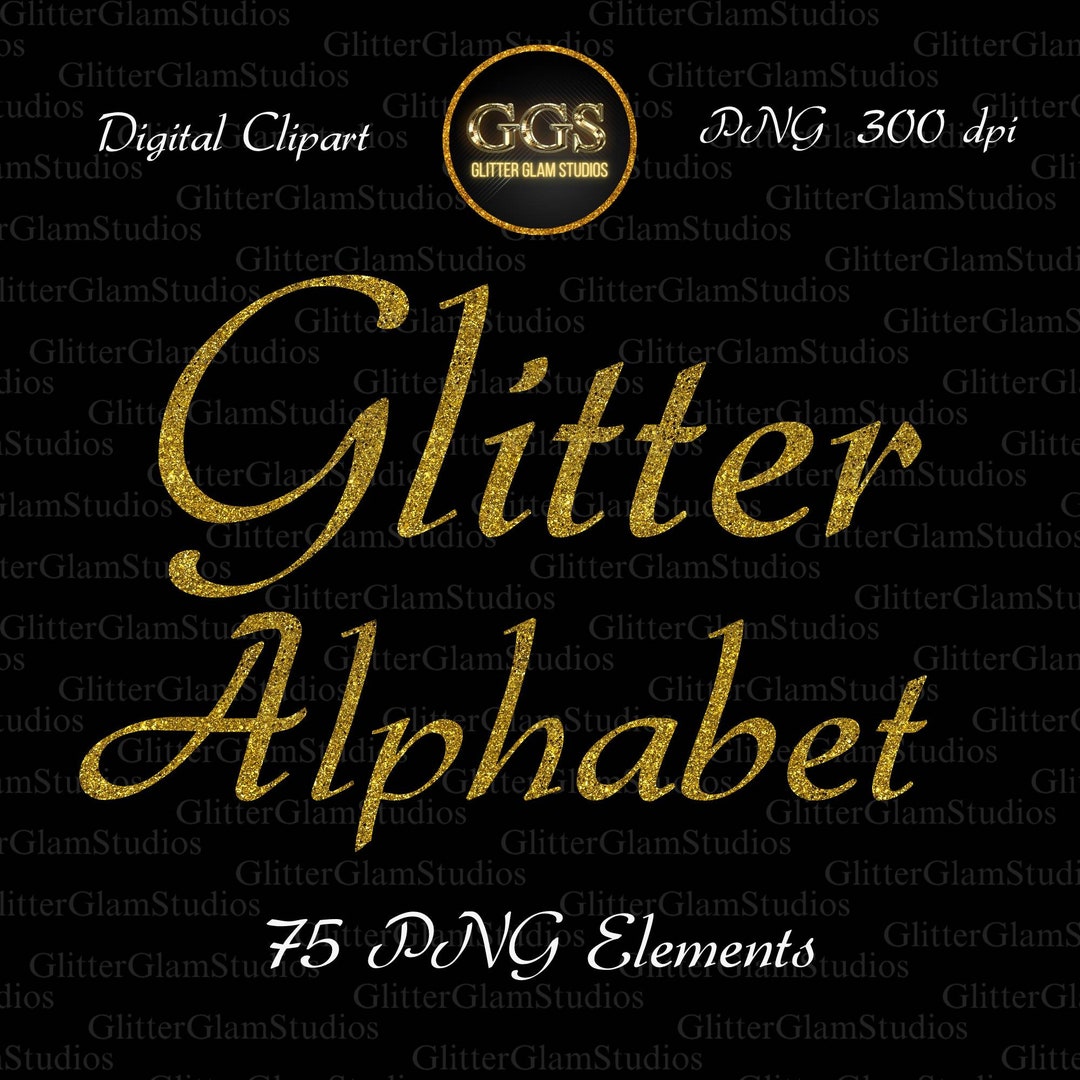 Gold Glitter Letters and Numbers, Digital Clipart, Gold Letters ...