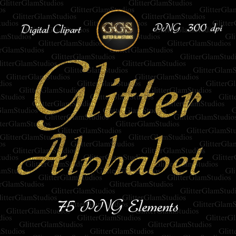 Gold Glitter Letters and Numbers, Digital Clipart, Gold Letters ...