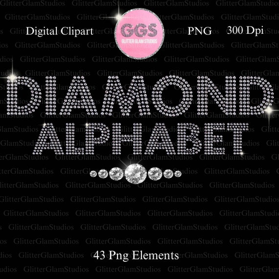 Diamond Letters Rhinestone Letters Diamond Alphabet Clipart | Etsy