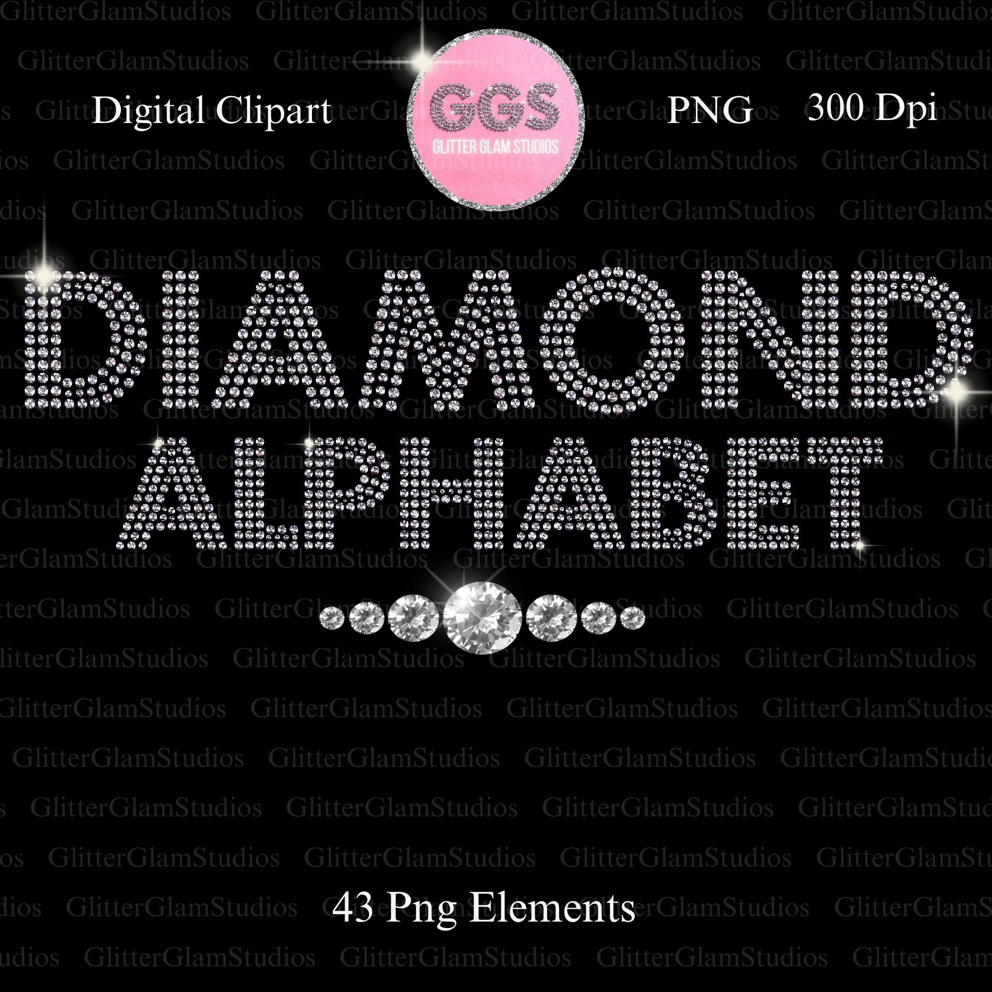 Diamond Letters, Rhinestone Letters, Diamond Alphabet Clipart, Diamond ...