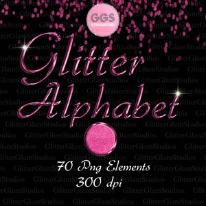 Hot Pink Glitter Gloss Letters and Numbers, Digital Clipart, Pink ...