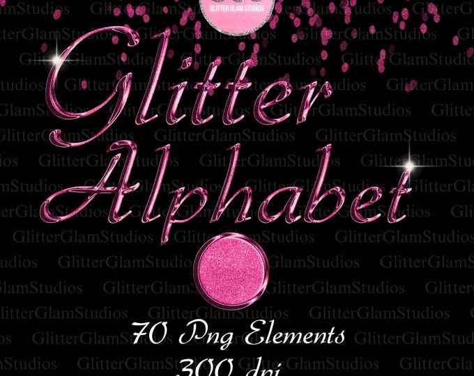 Pink Glitter Letters and Numbers, Pink Glitter Alphabet, Pink Glitter ...