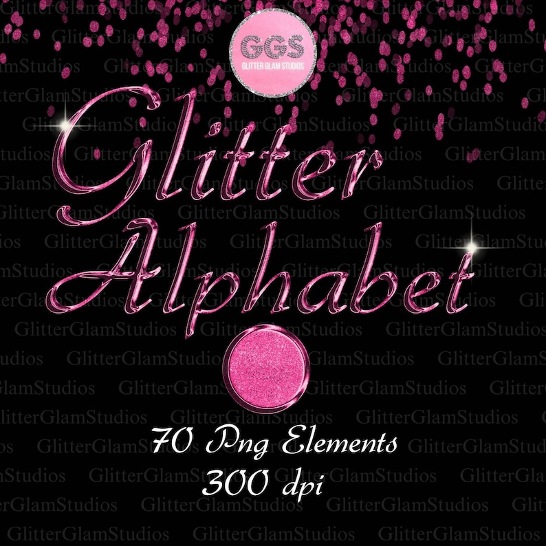 Hot Pink Glitter Gloss Letters and Numbers, Digital Clipart, Pink ...