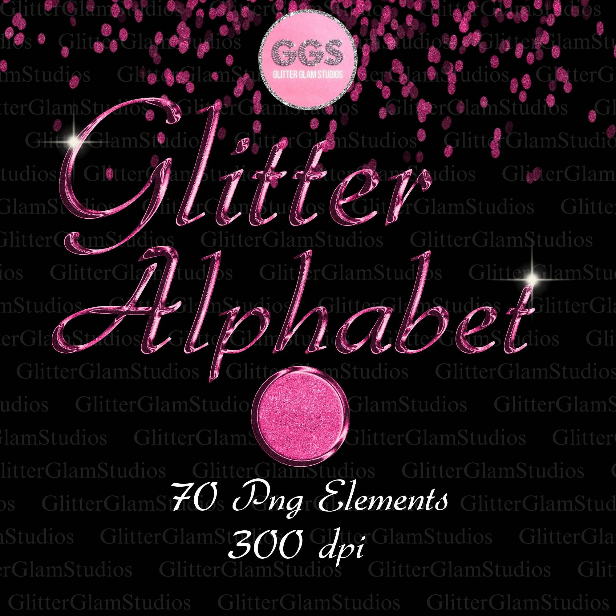 Hot Pink Glitter Gloss Letters and Numbers, Digital Clipart, Pink ...