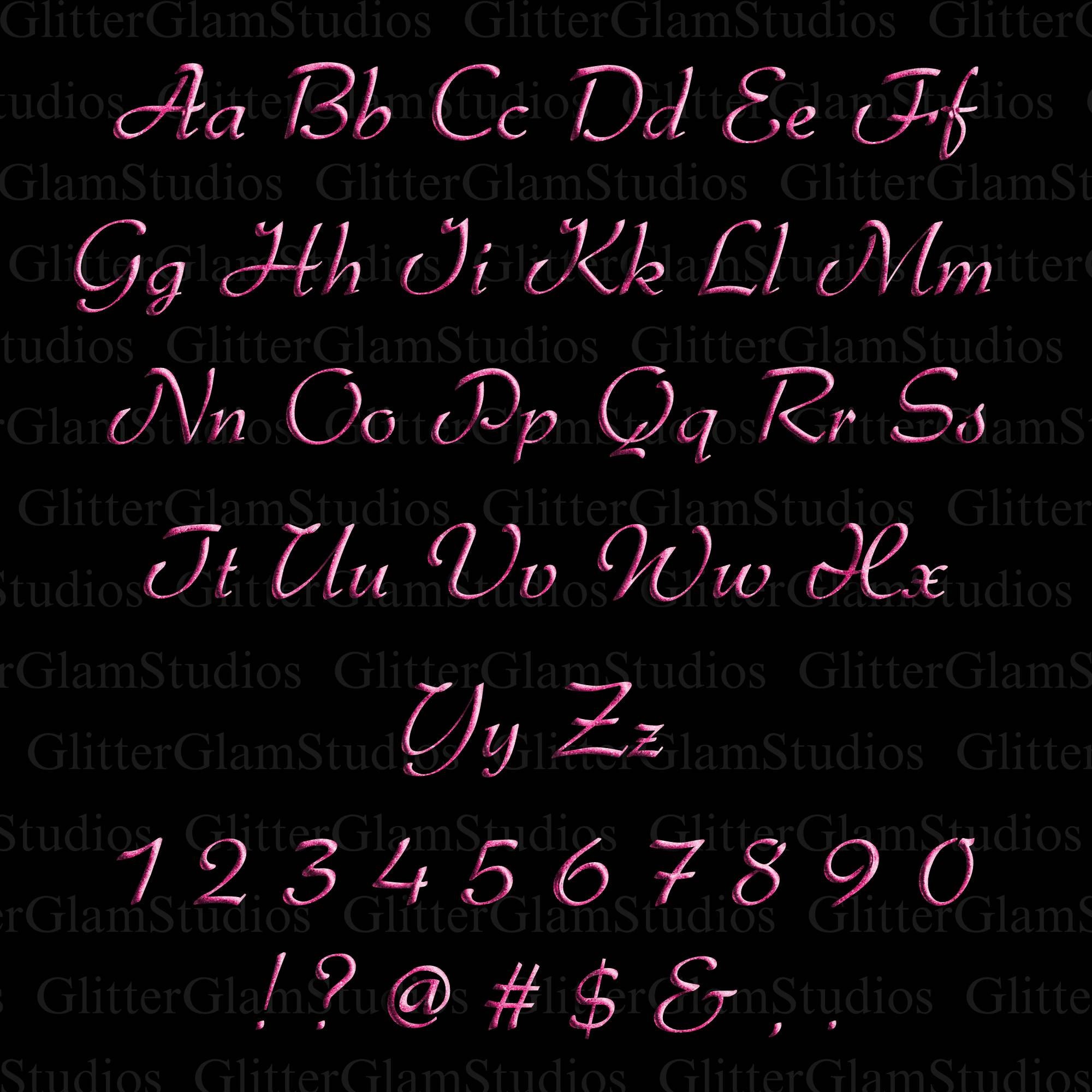 Hot Pink Glitter Gloss Letters and Numbers, Digital Clipart, Pink ...