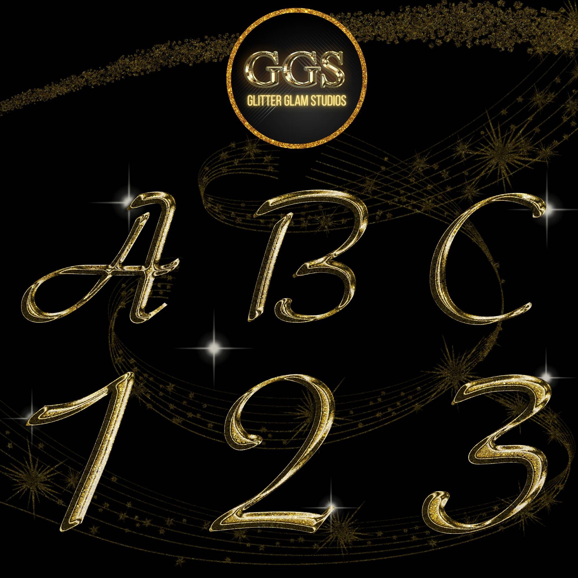Gold Glitter Gloss Letters and Numbers, Digital Clipart, Gold Letters ...