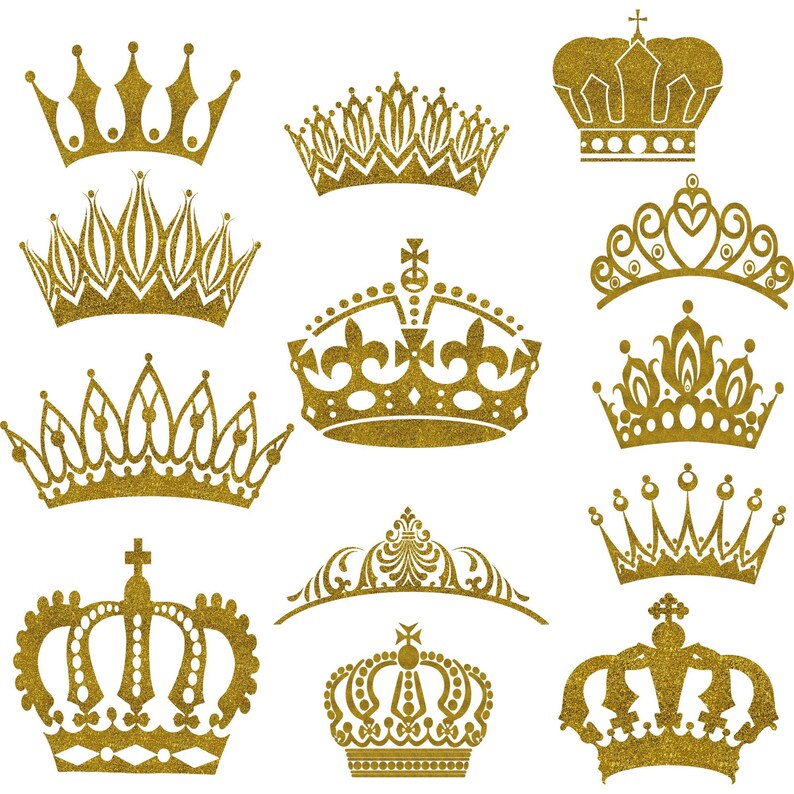 Gold Glitter Crown Clipart,glitter Clipart,commercial Use Clip Art ...