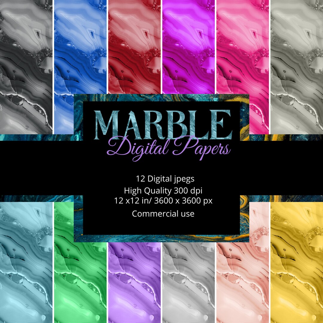 Gem Marble Digital Paper, Marble Scrapbook Paper,marble Digital Paper ...