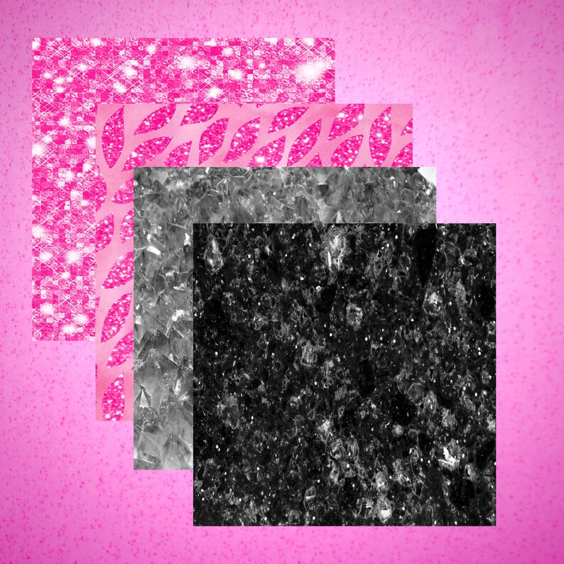 Glam Digital Paper, Hot Pink Glam Textures, Pink and Black Textures ...