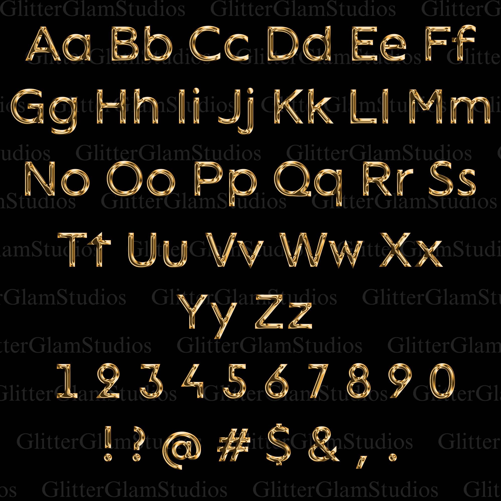 Gold Gloss Letters and Numbers Digital Clipart Gold Letters - Etsy