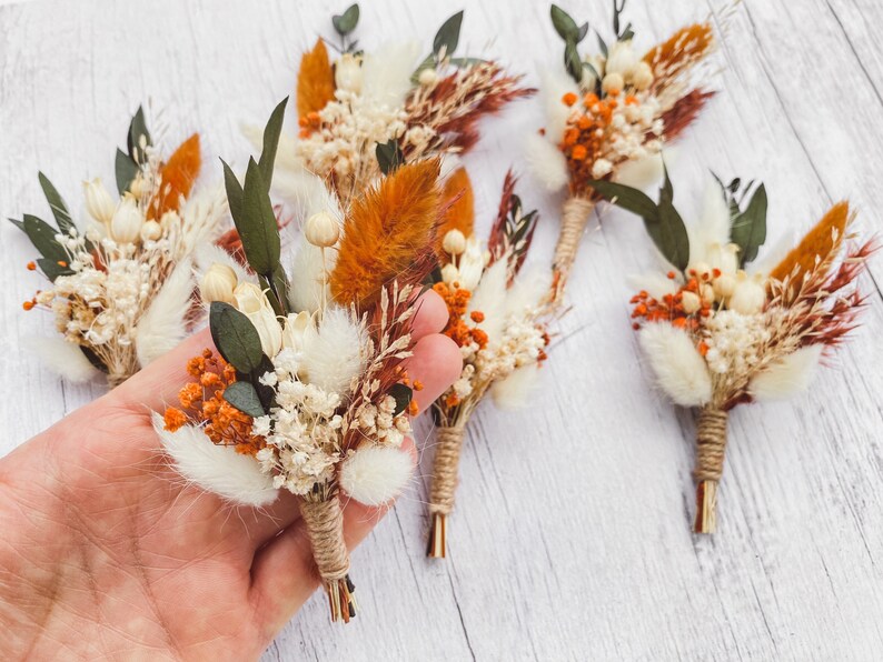 Wedding Boutonniere Terracotta Greenery Grooms Buttonhole - Etsy UK