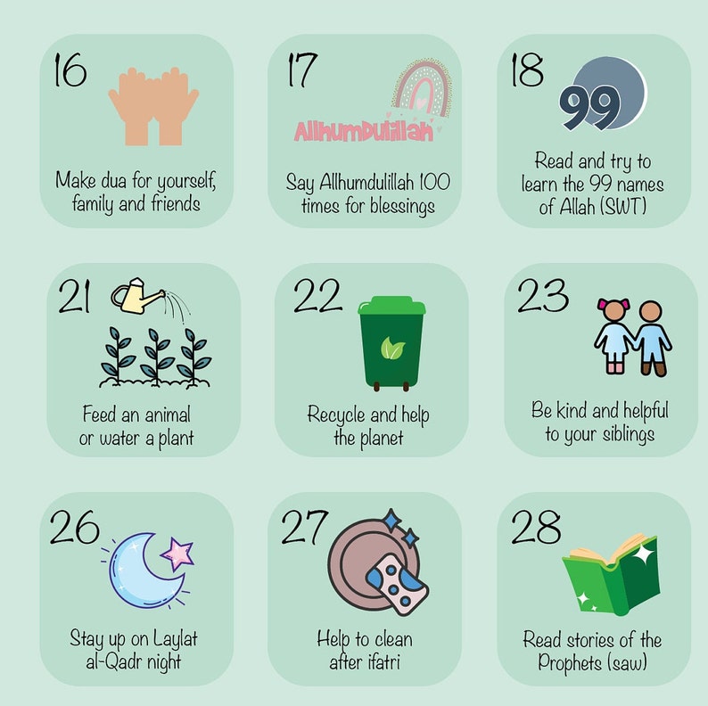 My 30 Day Ramadan Good Deeds Calendar | Ramadan | Ramadan Calendar | 30 ...