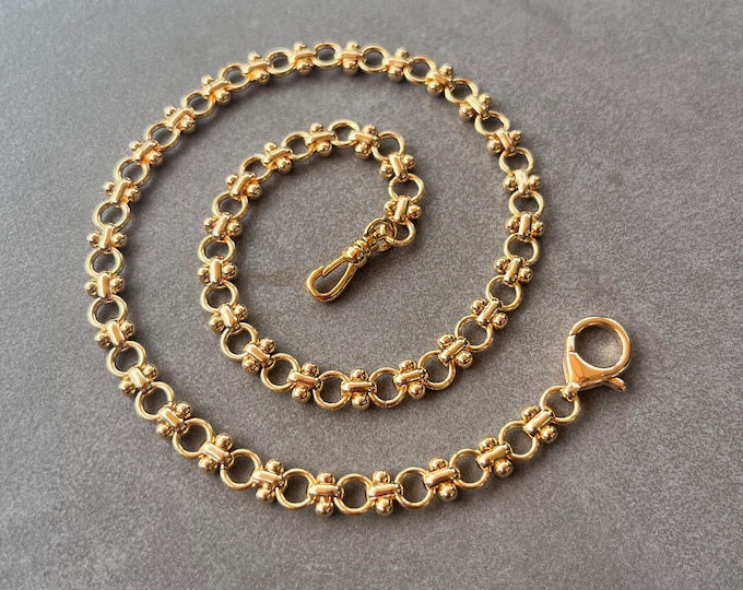 Gorgeous 18k Gold Dipped French Flower Link Chain ~ Adjustable Base ...