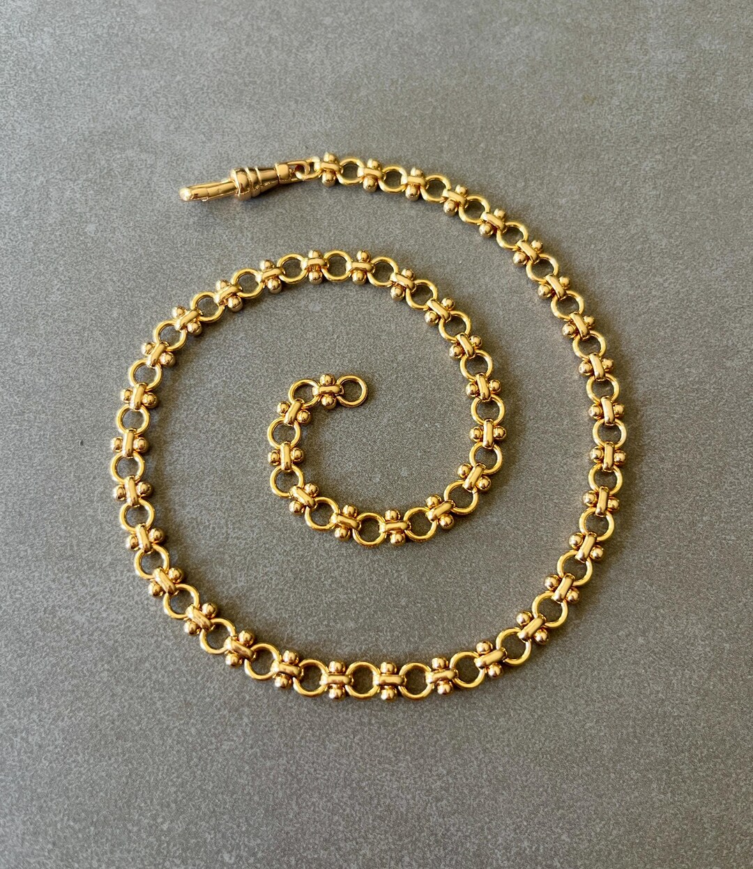 Gorgeous 18k Gold French Flower Link Chain Adjustable Charm BASE ...