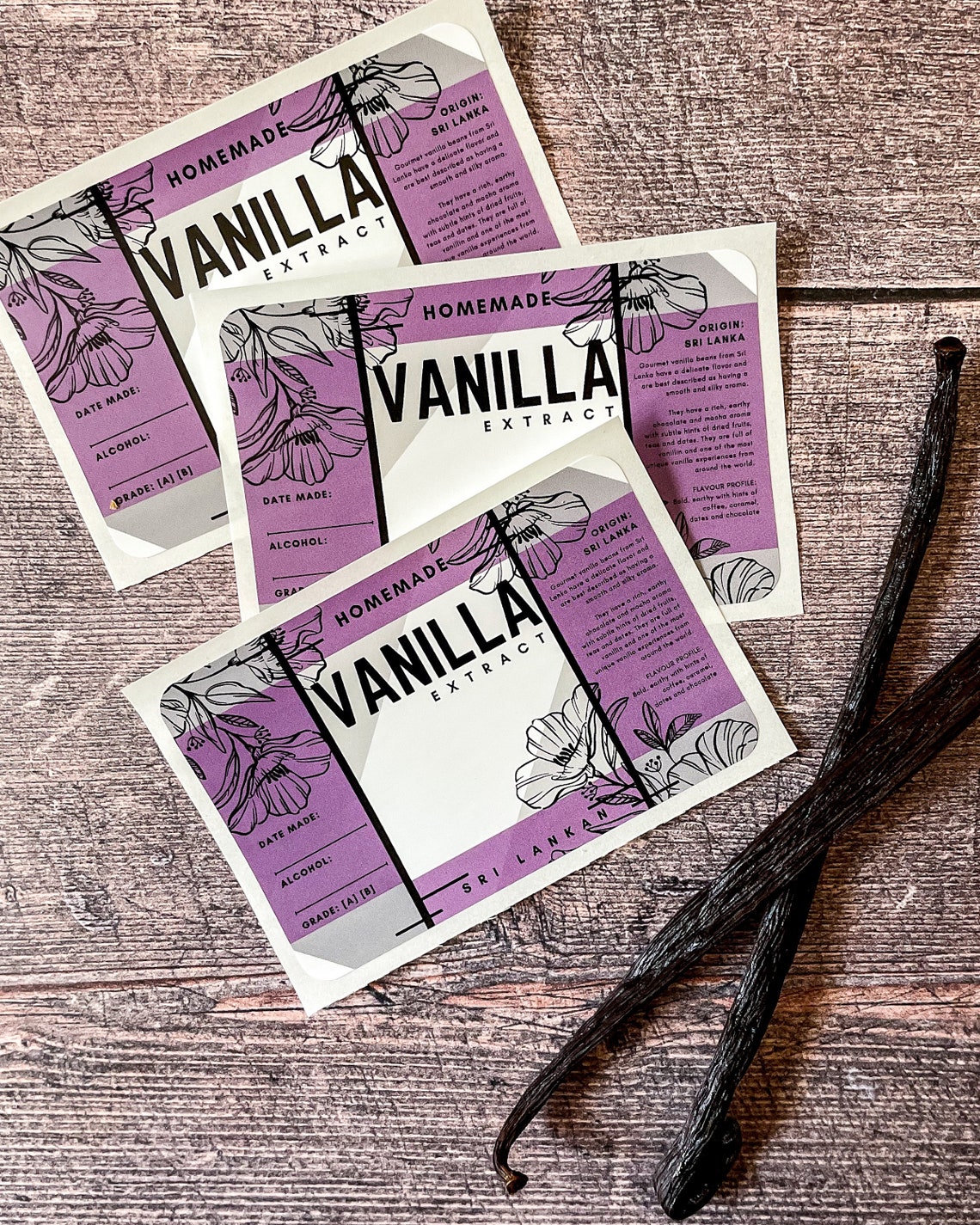 Sri Lankan Vanilla Bean Labels for Homemade Vanilla Extract - Etsy