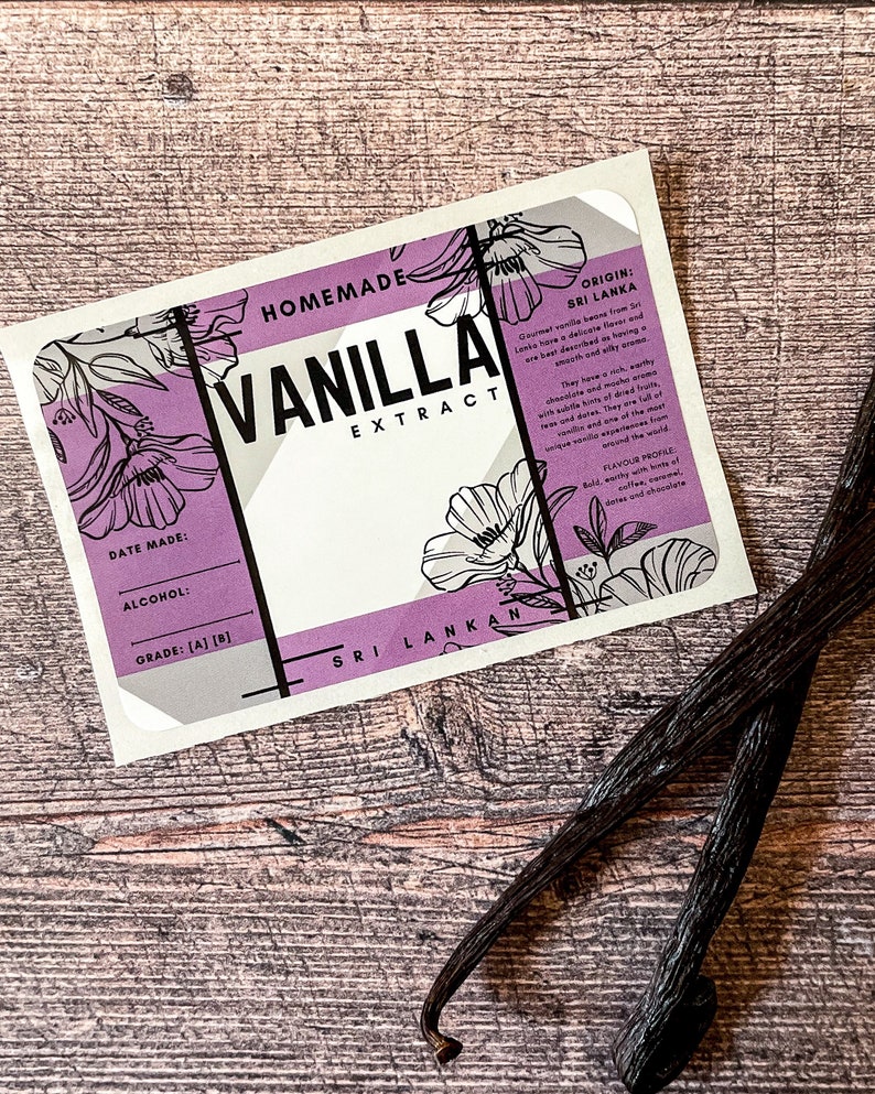 Sri Lankan Vanilla Bean Labels for Homemade Vanilla Extract - Etsy