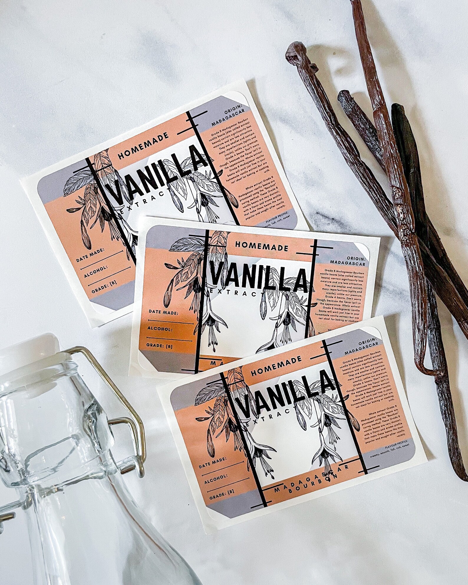 Madagascar Bourbon Vanilla Bean Labels for Homemade Vanilla Extract - Etsy