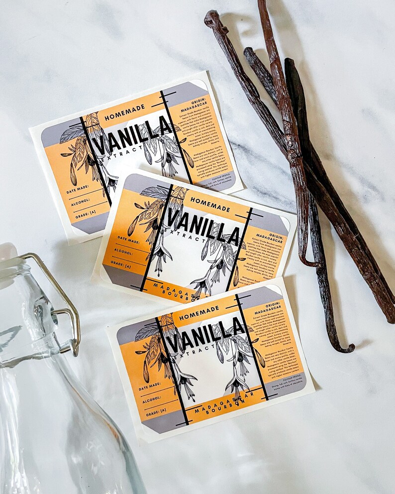 Madagascar Bourbon Vanilla Bean Labels for Homemade Vanilla Extract - Etsy