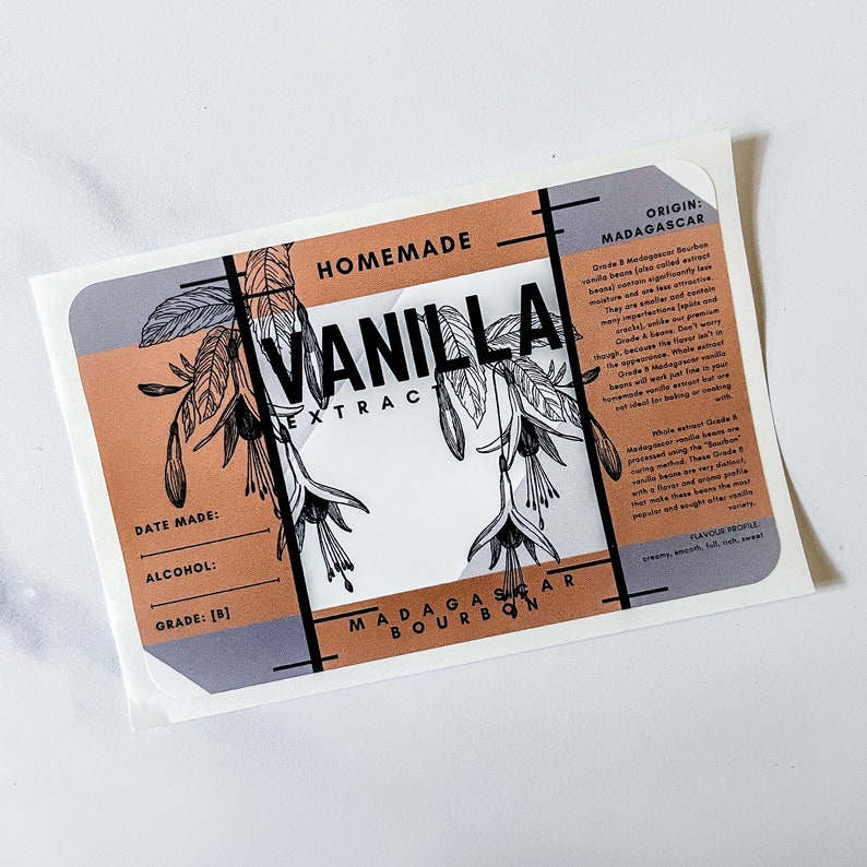 Madagascar Bourbon Vanilla Bean Labels for Homemade Vanilla Extract - Etsy