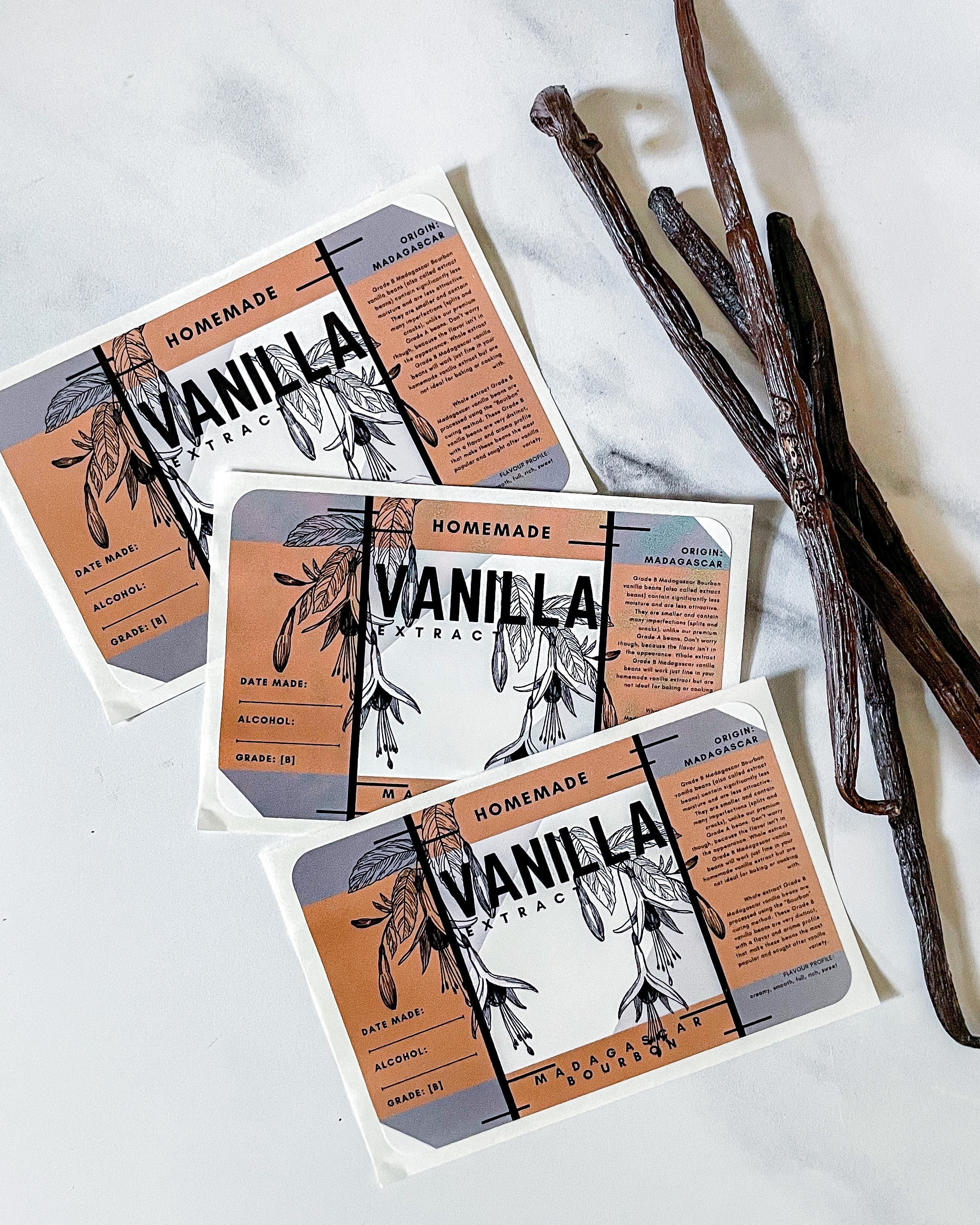 Madagascar Bourbon Vanilla Bean Labels for Homemade Vanilla Extract - Etsy