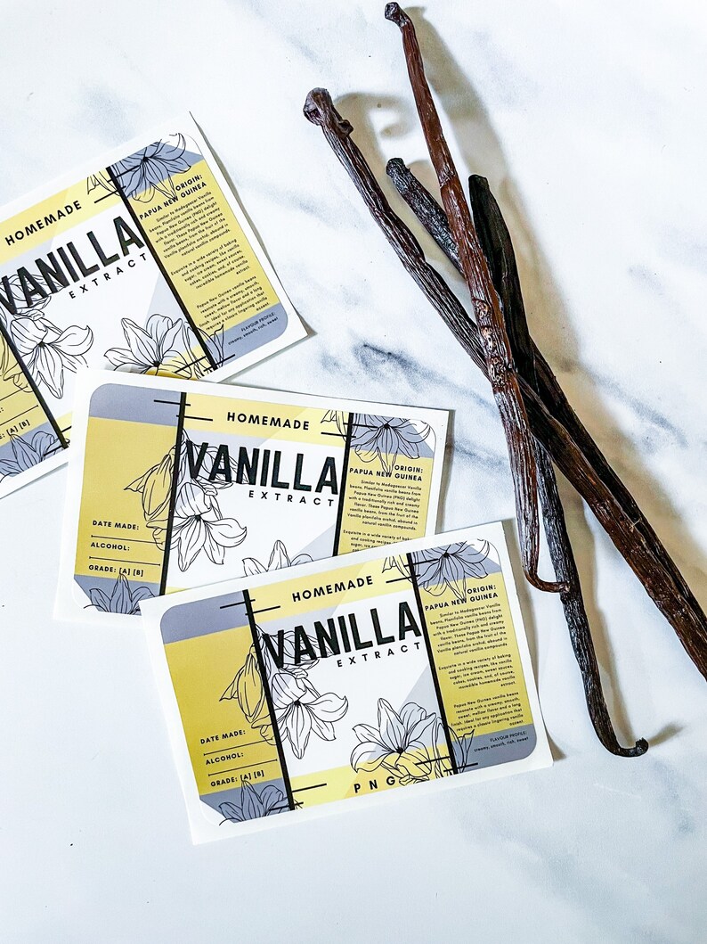 PNG (papua New Guinea) Vanilla Bean Labels for Homemade Vanilla Extract ...
