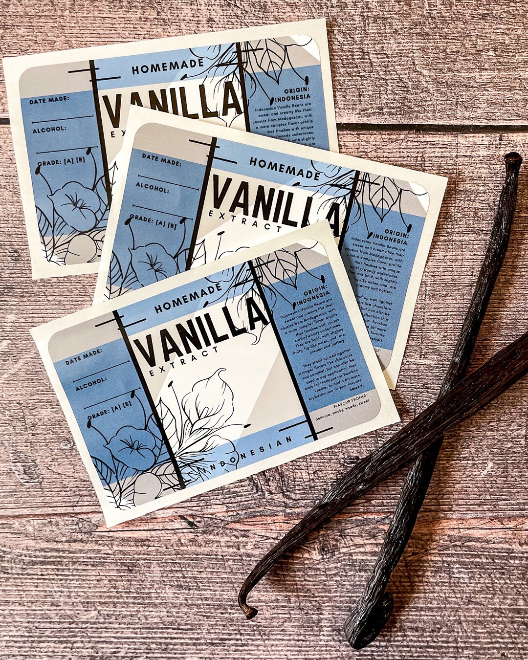 Indonesian Vanilla Bean Extract Labels for Homemade Extract - Etsy