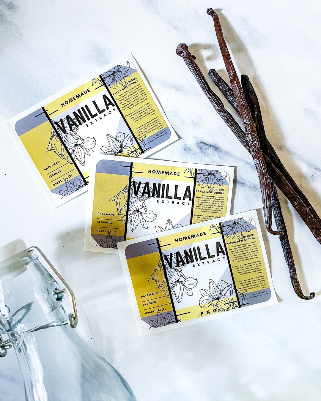 PNG (papua New Guinea) Vanilla Bean Labels for Homemade Vanilla Extract ...