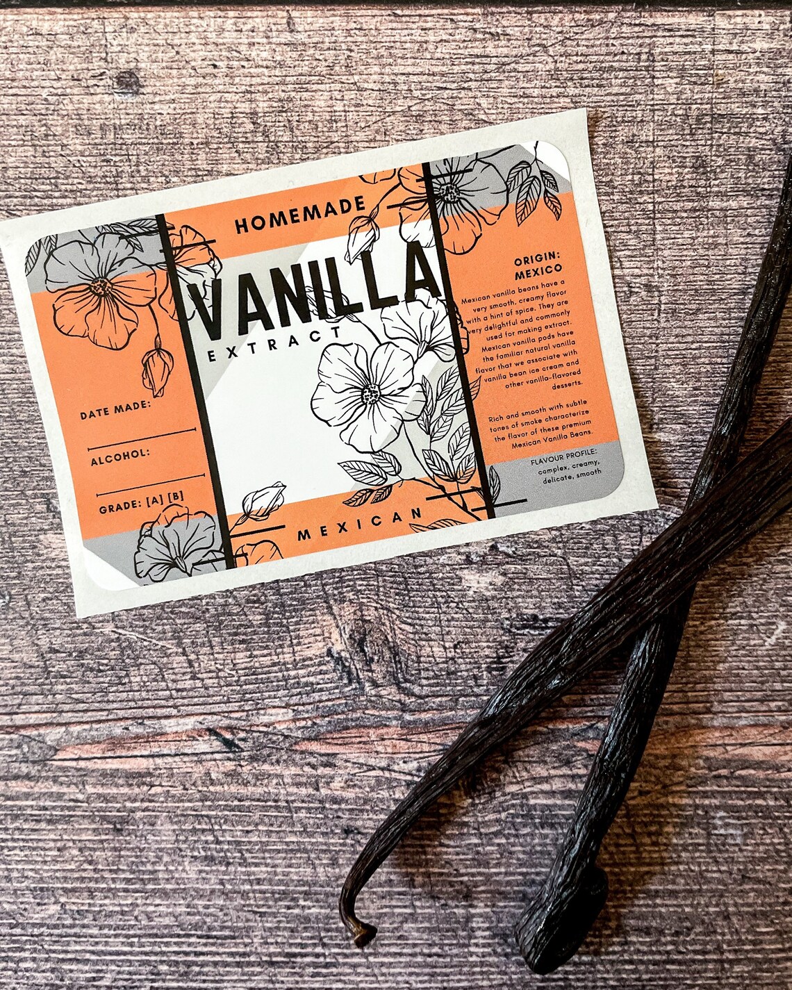 Mexican Vanilla Bean Labels for Homemade Vanilla Extract - Etsy