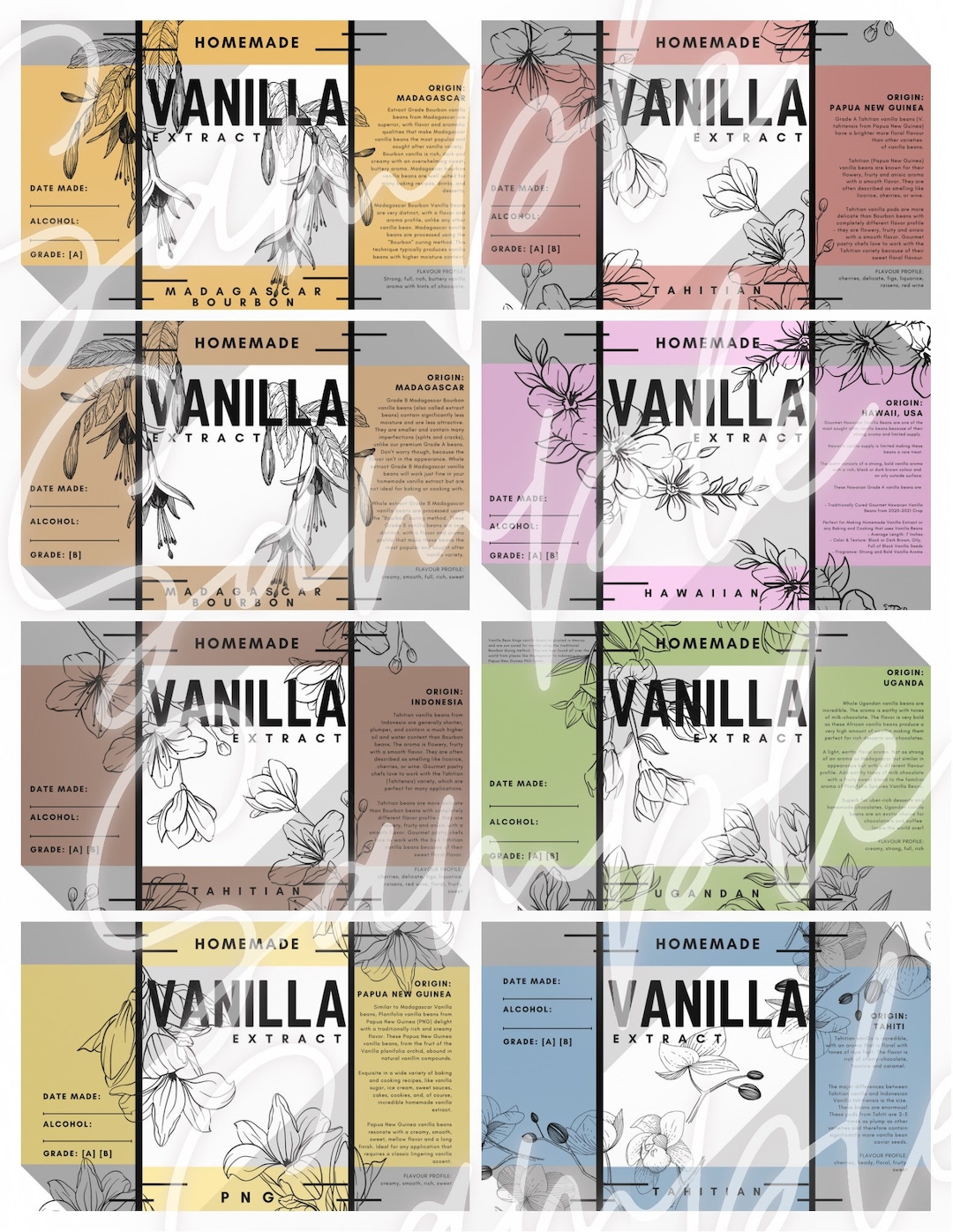 Homemade Vanilla Labels Variety - Etsy
