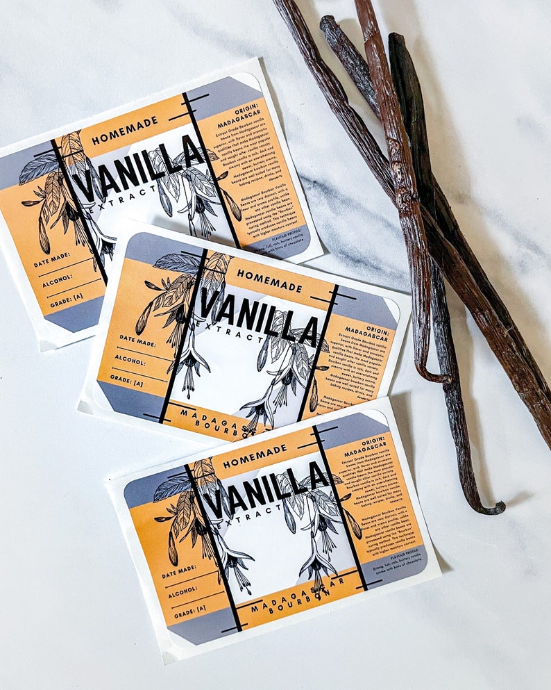 Madagascar Bourbon Vanilla Bean Labels for Homemade Vanilla Extract - Etsy