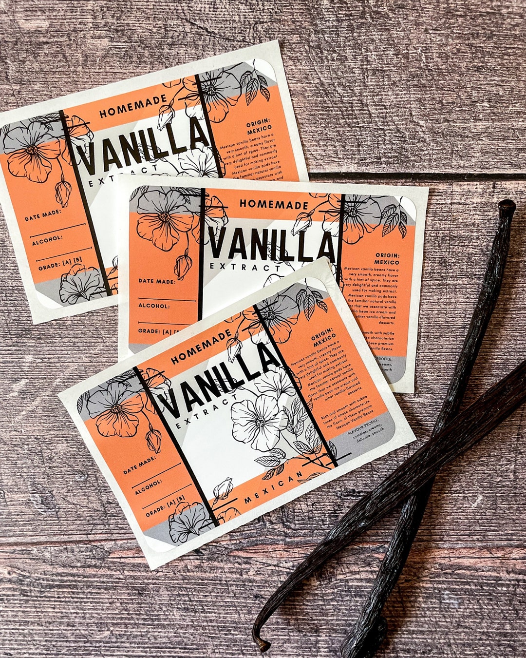 Mexican Vanilla Bean Labels for Homemade Vanilla Extract - Etsy