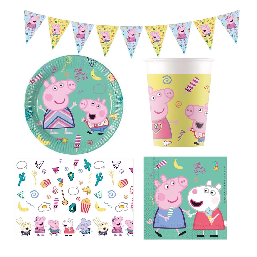 Peppa Pig Birthday Party Supplies: Tableware Decoration Bundle - Etsy