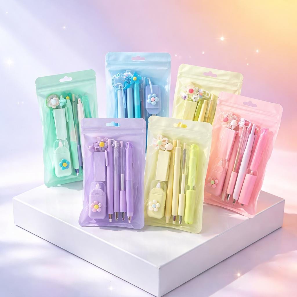 Kawaii Pastel Stationery Set: 7-piece School Supplies - Etsy