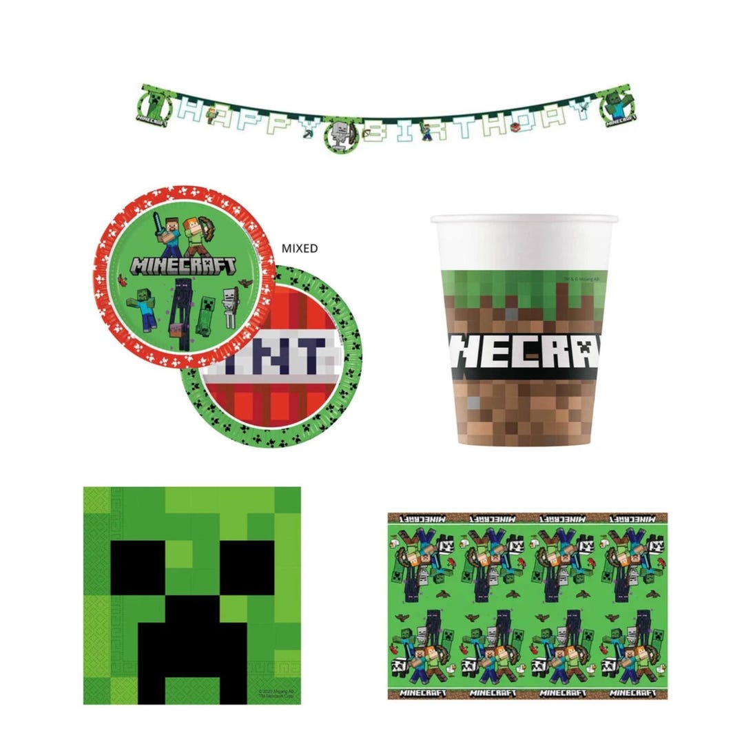 Minecraft Party Decorations Minecraft Plates Cups Napkins Tablecover ...