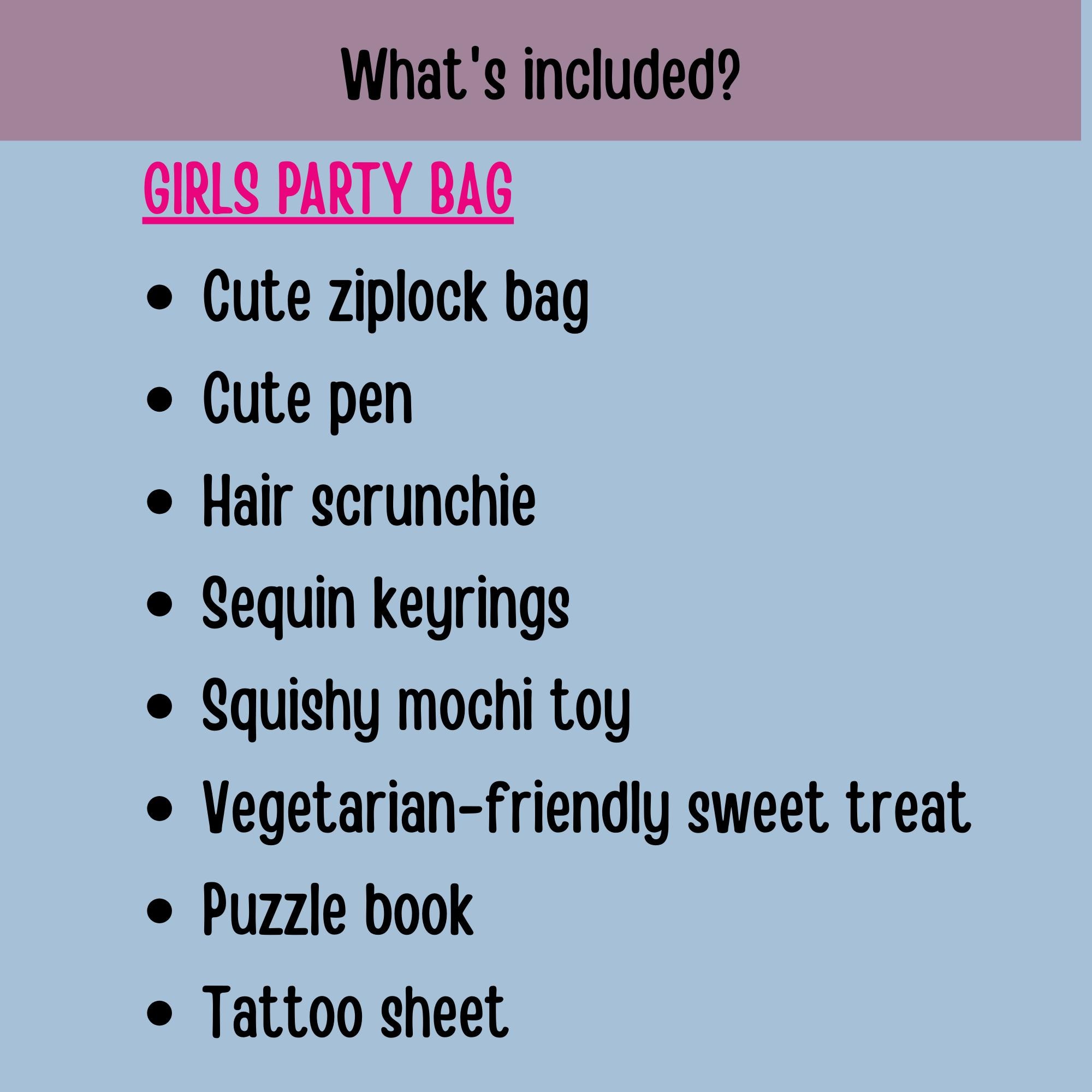 Girls, Boys and Unisex Party Bags Favours, Cute Birthday Treat Bags ...