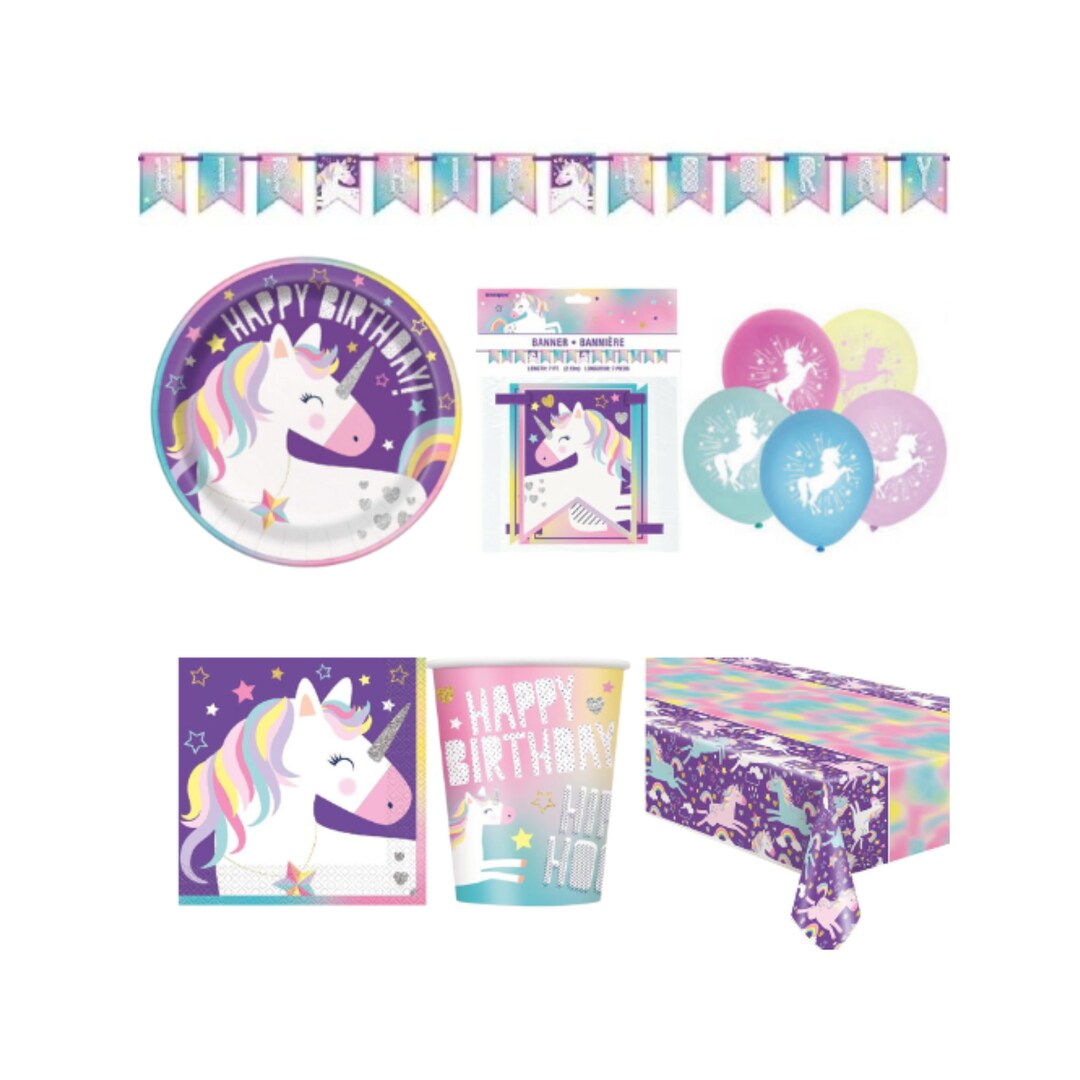 Unicorn Party Pack Unicorn Plates, Unicorn Cups, Napkins, Table Cover ...