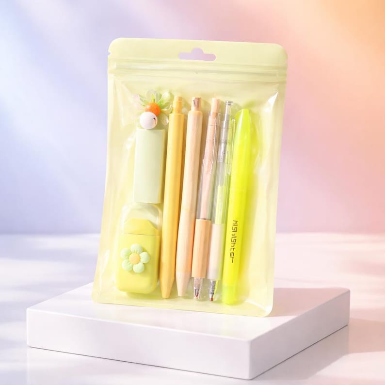 Kawaii Pastel Stationery Set: 7-piece School Supplies - Etsy