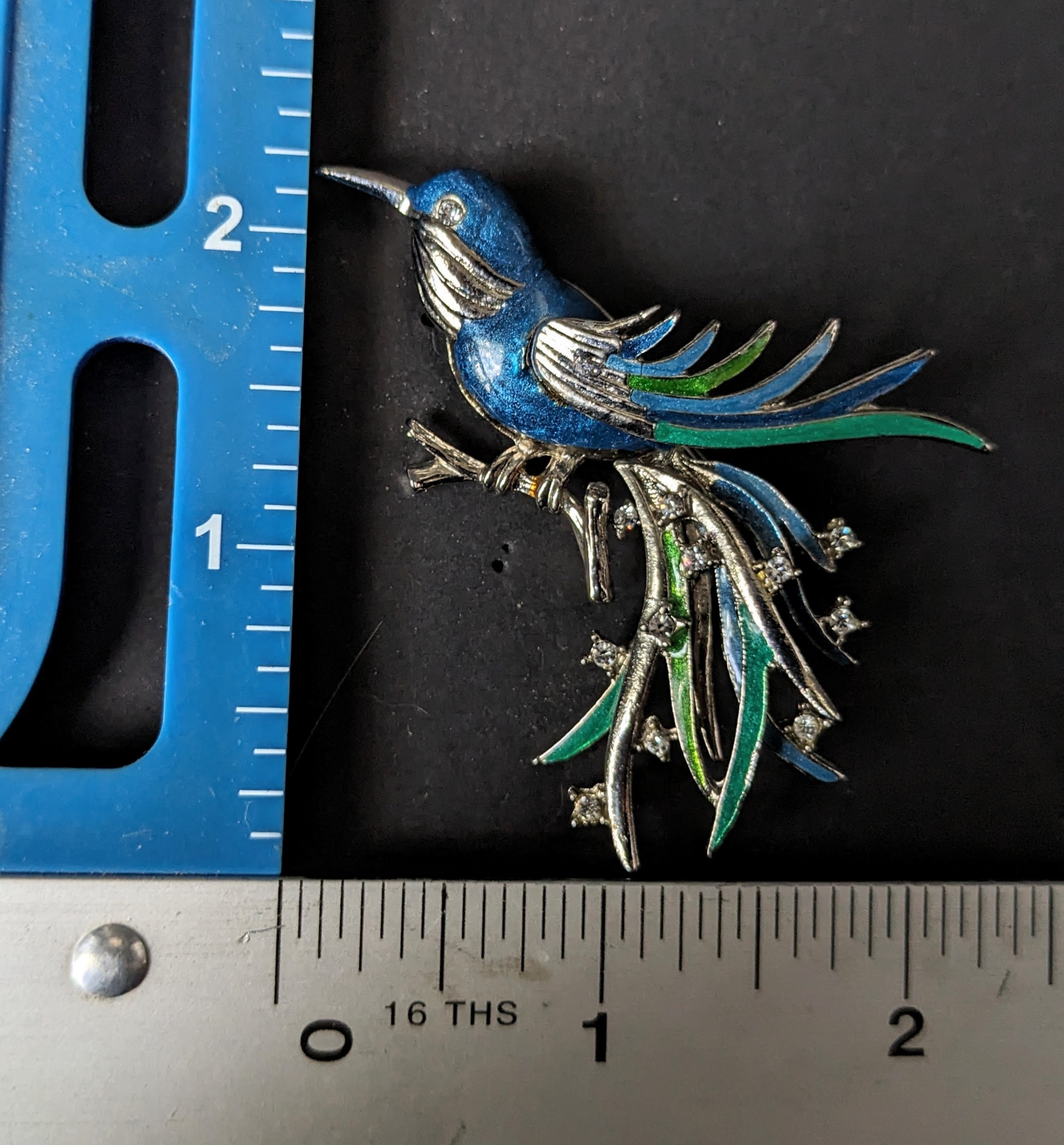 Vintage Boucher Blue Bird of Paradise Brooch Pin Rhinestone Rhodium ...