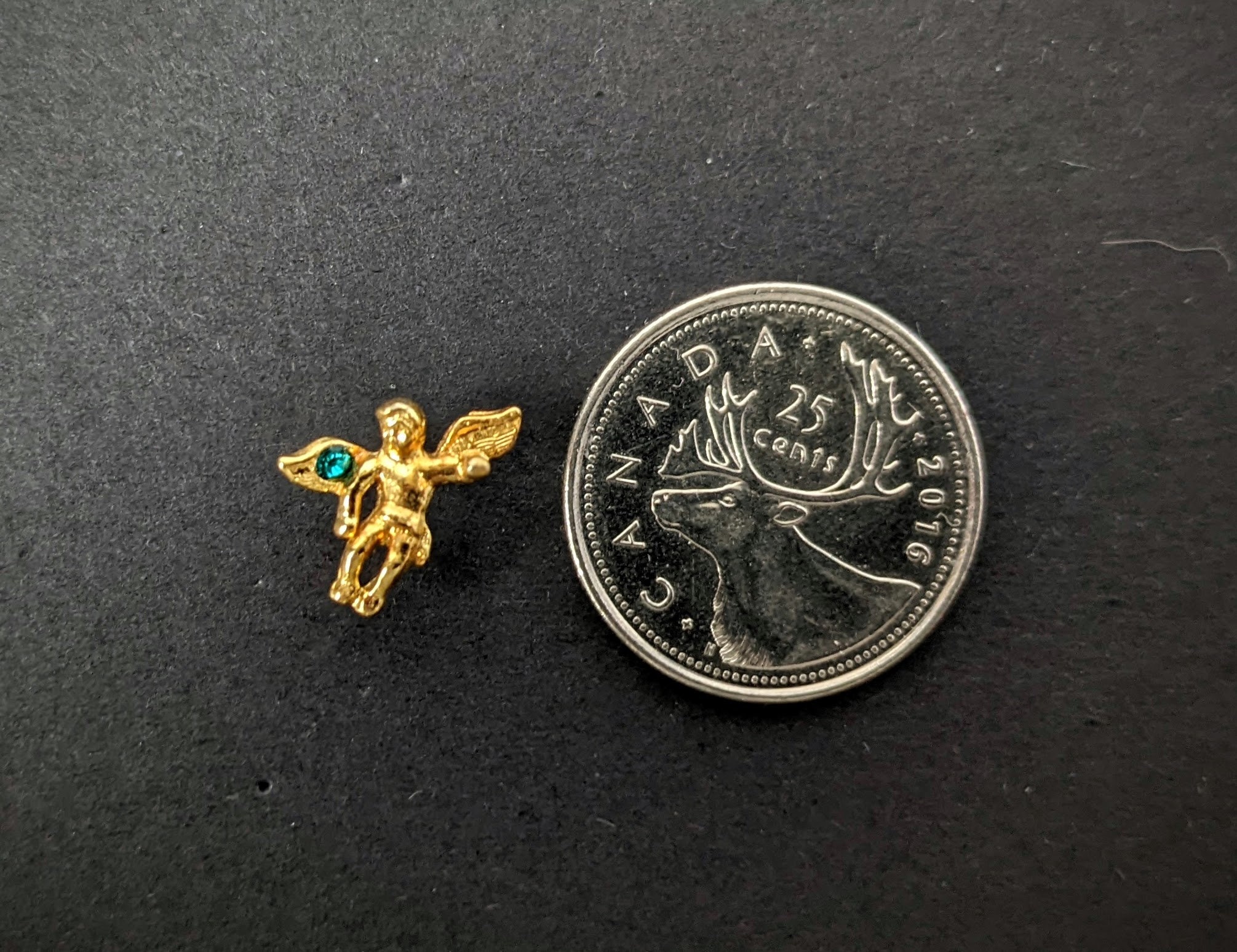 Vintage Ballou Reg'd Angel on My Shoulder LAPEL TACK PIN Gold Tone Blue ...