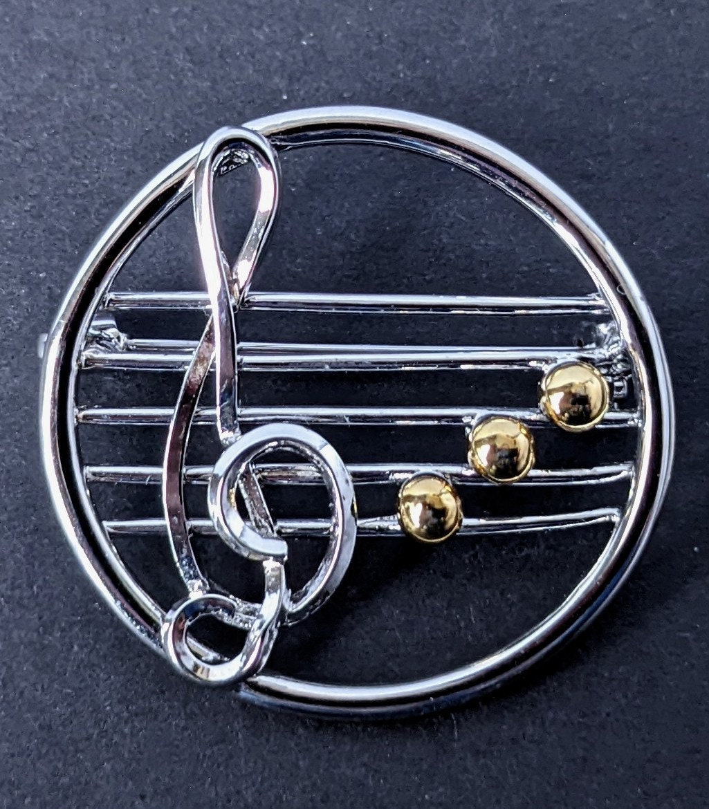 Vintage Silver Tone Treble Clef Music Note BROOCH A2 - Etsy