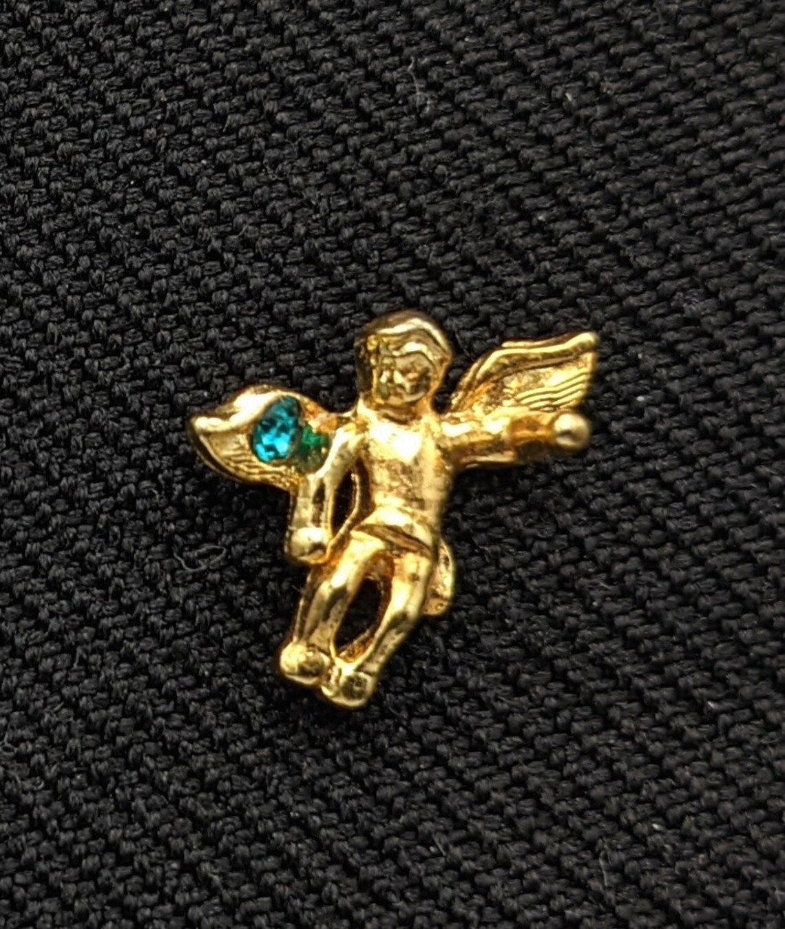 Vintage Ballou Reg'd Angel on My Shoulder LAPEL TACK PIN Gold Tone Blue ...