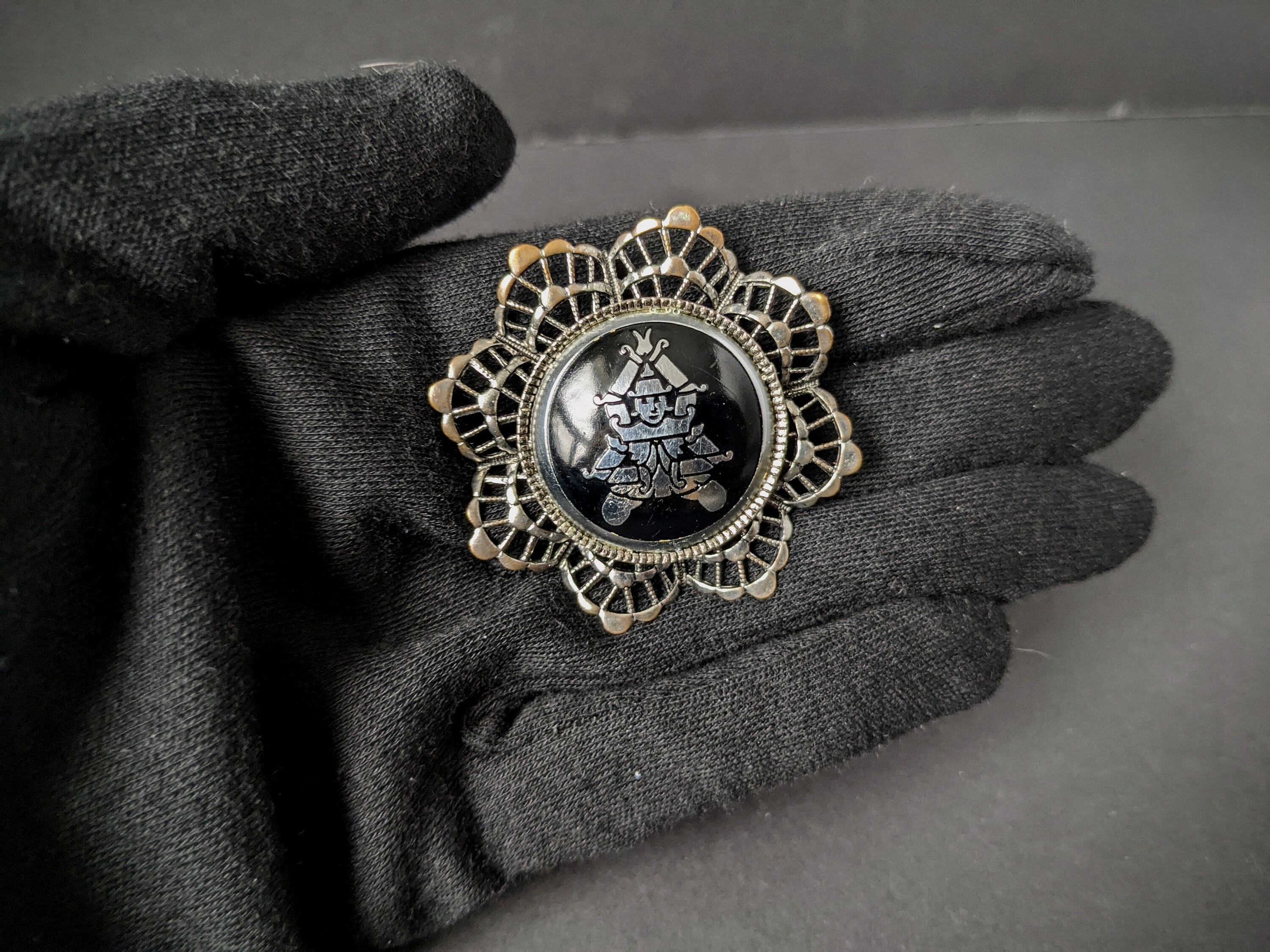 Vintage 1940's Vishnu Hindu God BROOCH Silver Tone Niello Siam A - Etsy