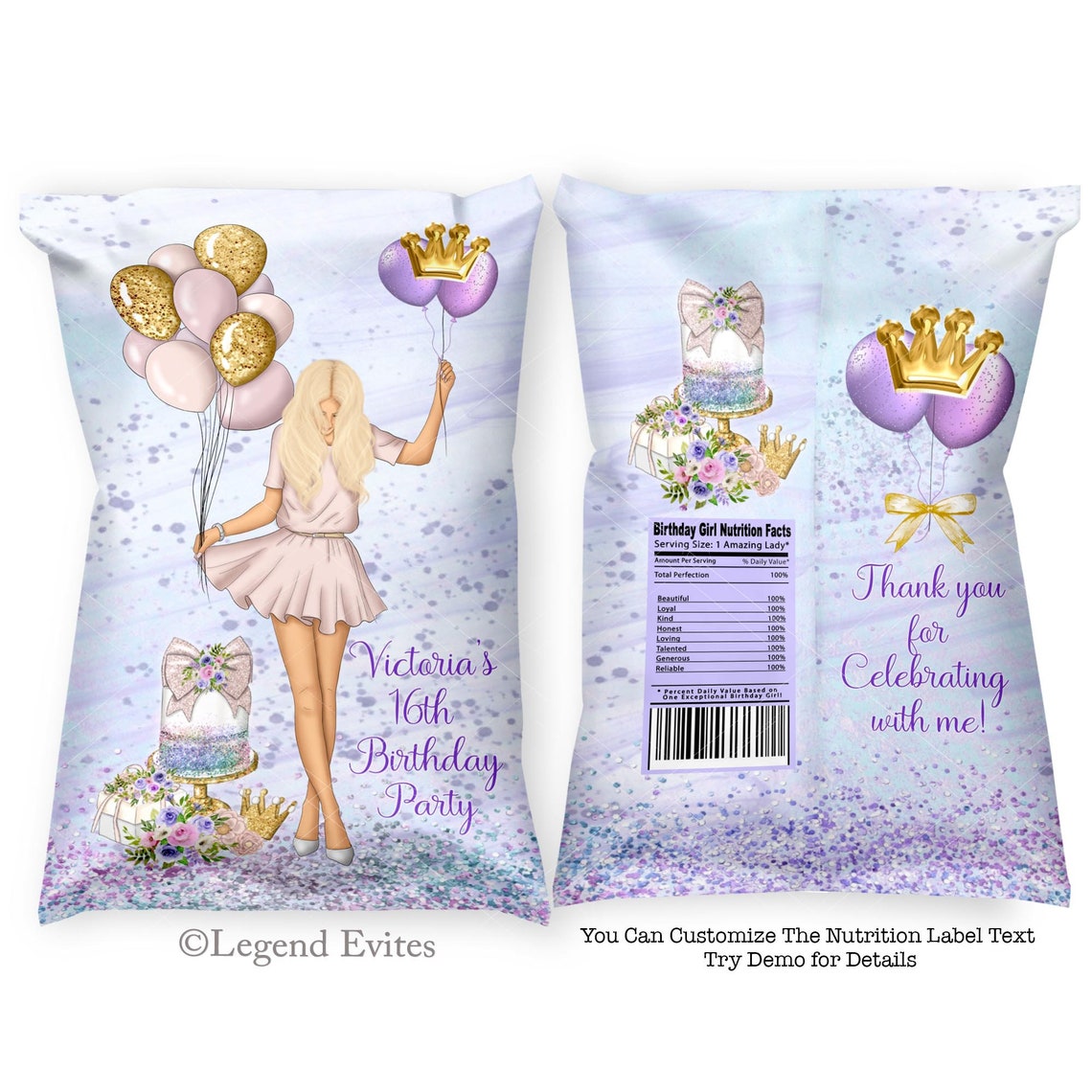 Purple Sweet Sixteen Chip Bag Wrapperspurple Sweet 16 Chip - Etsy