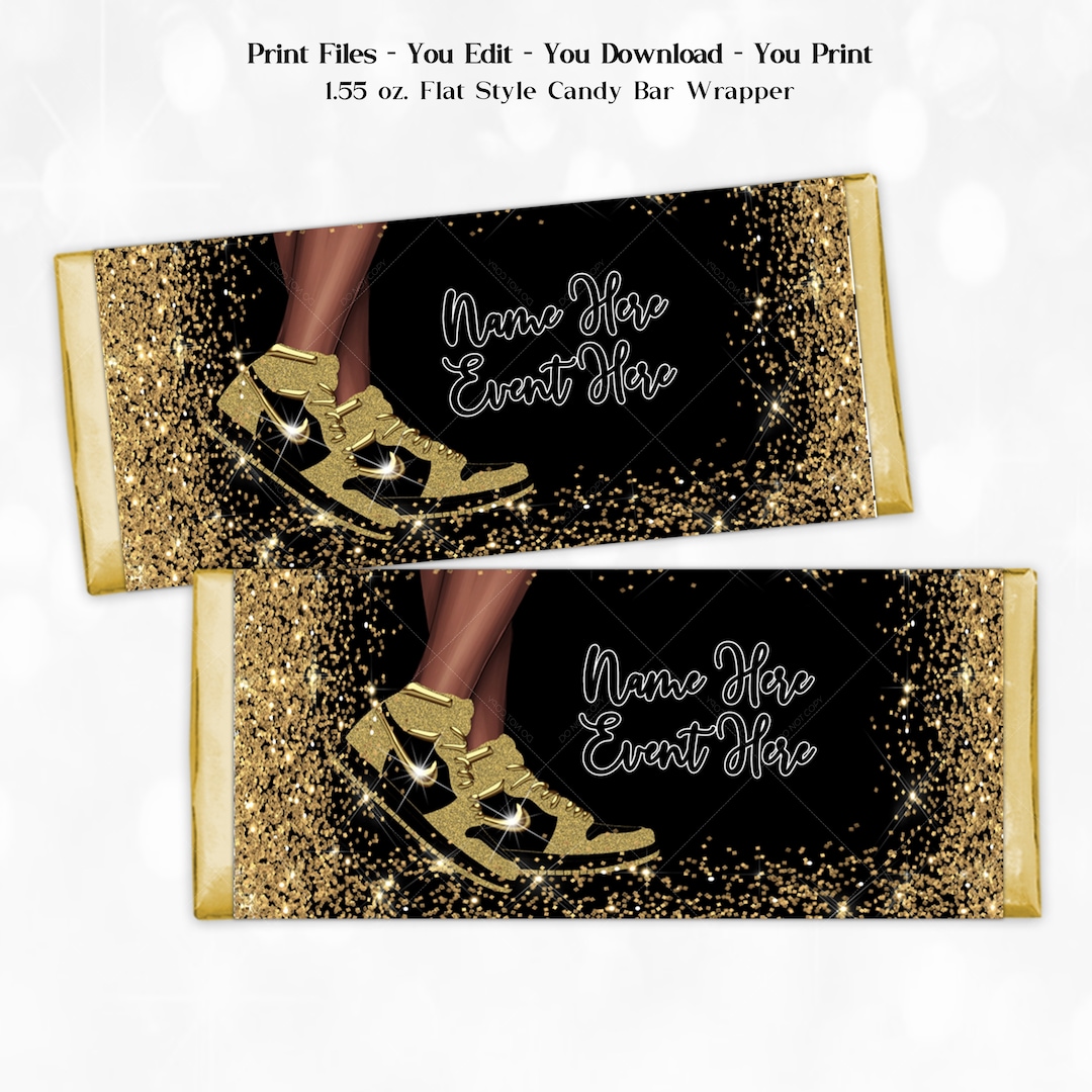 Black Gold Sneaker Candy Bar Wrapper Sneaker Sweet 16 Black - Etsy